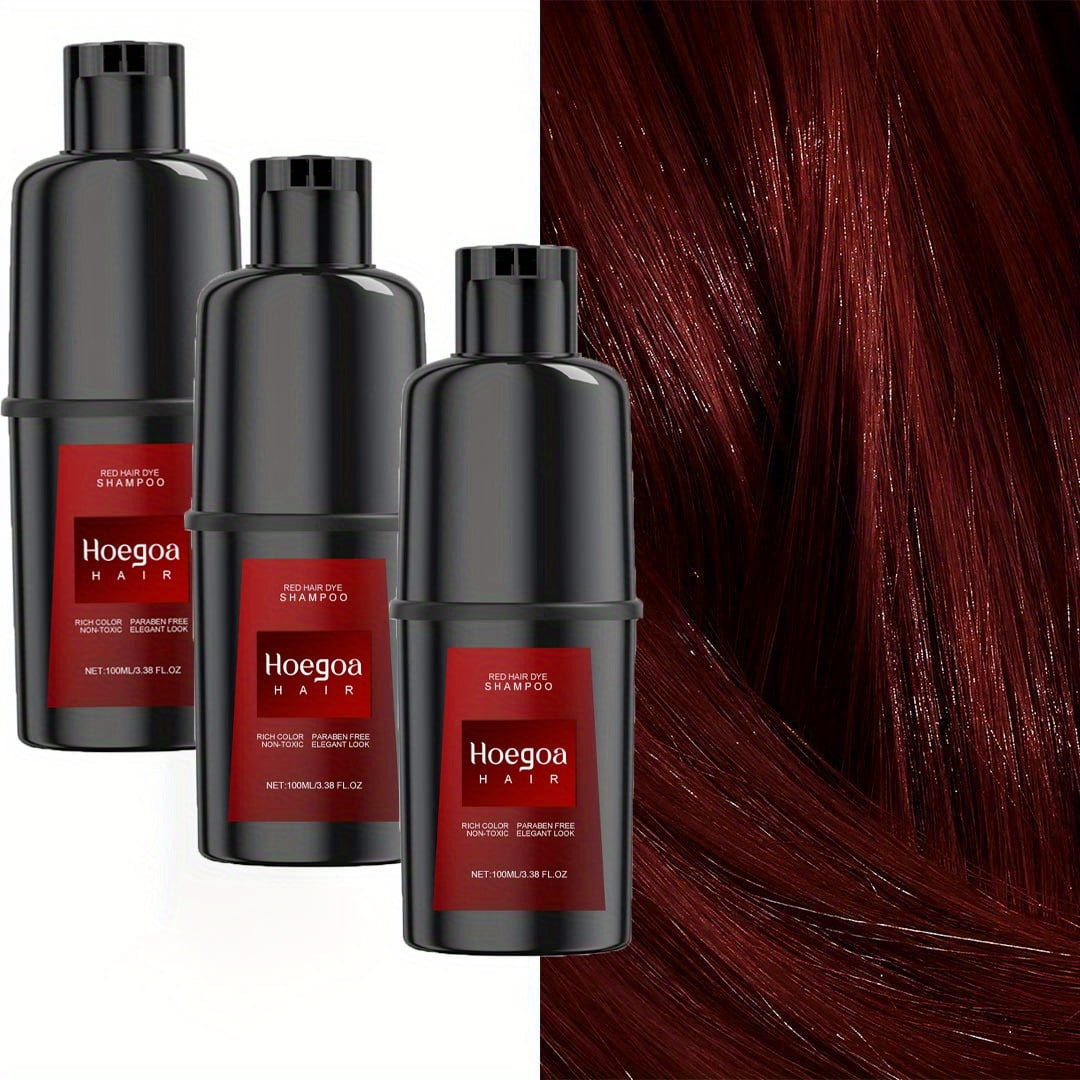 Zjrui Red Hair Dye Shampoo, Instant Gray Coverage Hair Nourishing ...