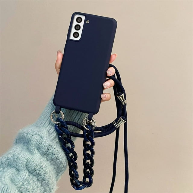 Zjrui for Samsung Galaxy S24 Ultra S24 Plus S24 Chain Case with Strap Lanyard Soft Silicone ...