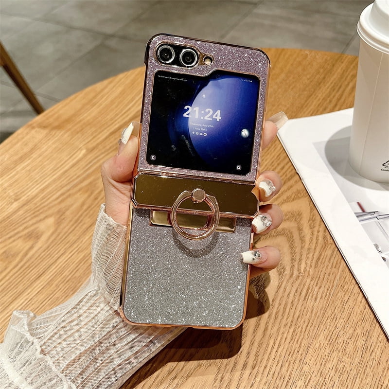 Zjrui for Samsung Galaxy Z Flip 6 Case with with Ring Holder Hinge ...