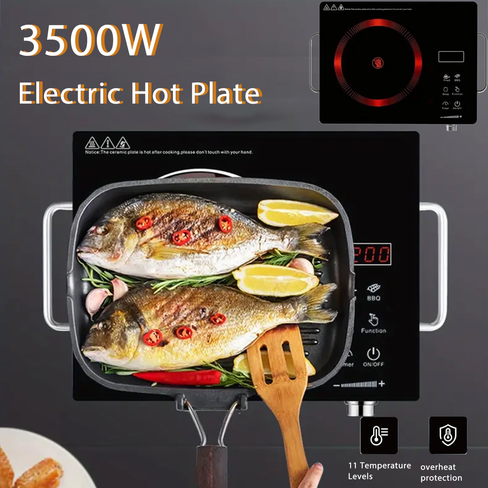 Zjyufy 3500W Electric Ceramic Stove, Infrared Burner Induction Cooker ...