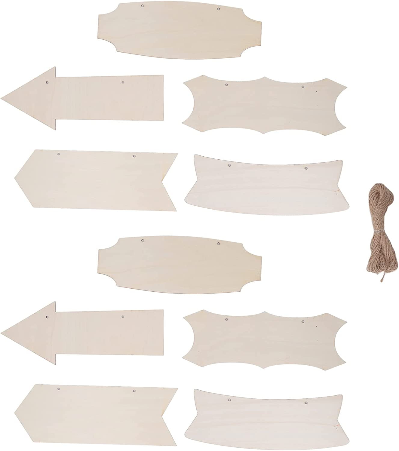 Zkca 10 Pieces Unfinished Hanging Wood Sign Blank with Ropes, Rustic ...