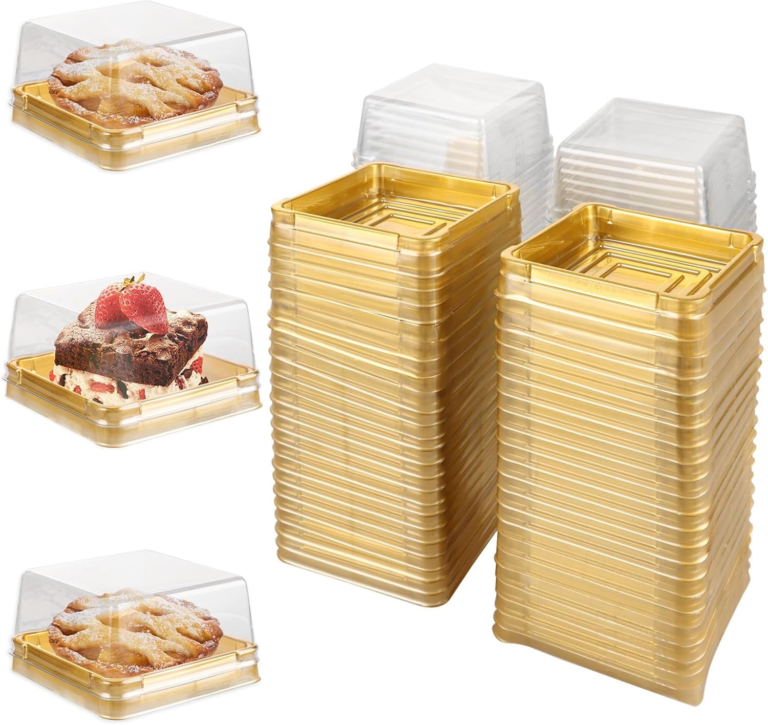 Zkca 100 Pack 3 Inch Mini Bundt Cake Containers, 100g Mooncake Box Mini Cake Box Square with ...