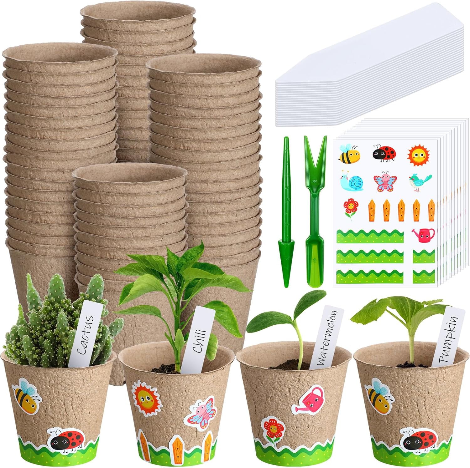 Zkca 100 Pcs Garden Paper Flower Pot Craft Kit DIY Flower Plant Spring ...