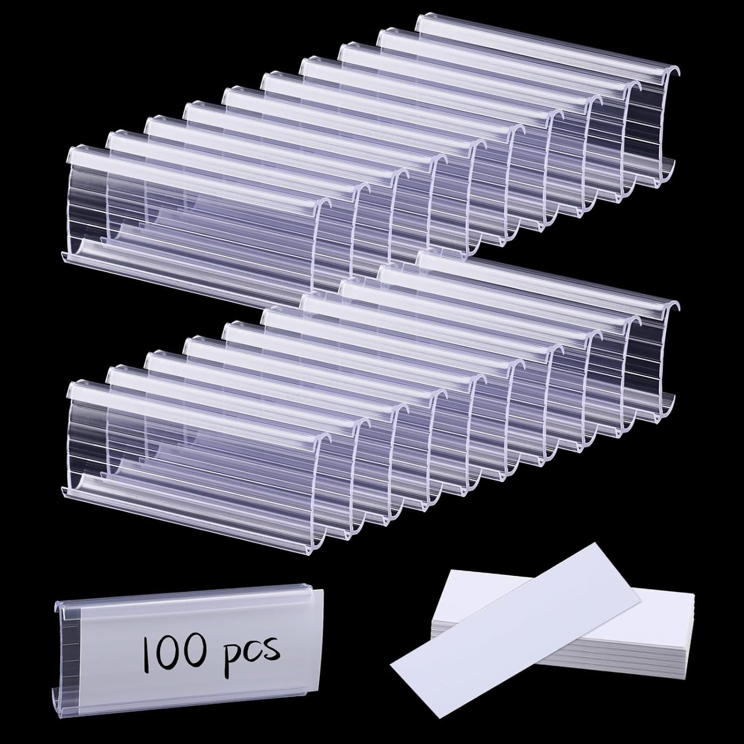 Zkca 100Pcs Wire Shelf Label Holders with Label Paper Inserts, Label ...