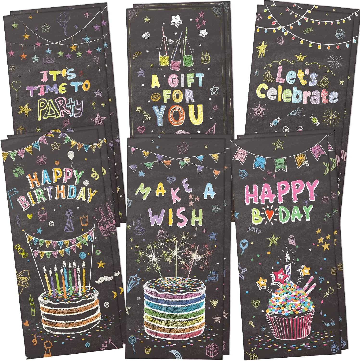Zkca 150 Pieces Happy Birthday Money Envelopes for Cash 2.88 x 6.5 Inch Currency Envelopes ...