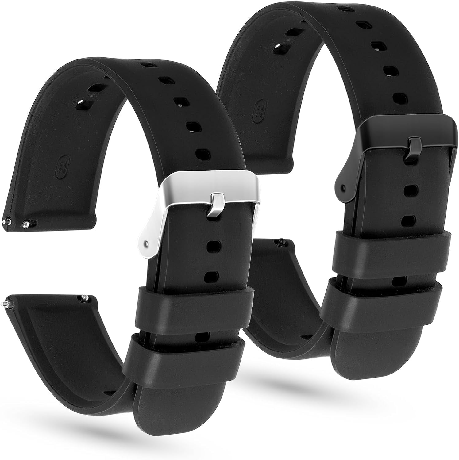 Zkca 2 PCS 22mm Silicone Watch Bands for Men Rubber Watch Strap H Band ...