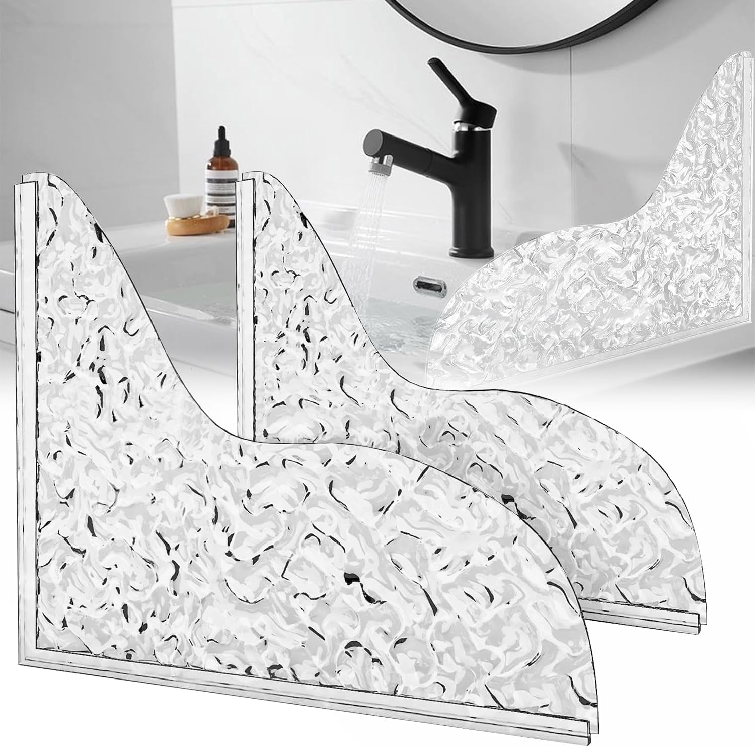 Zkca 2 Pack Bath Shower Splash Guard, Water Ripple Shower Splash Guard ...