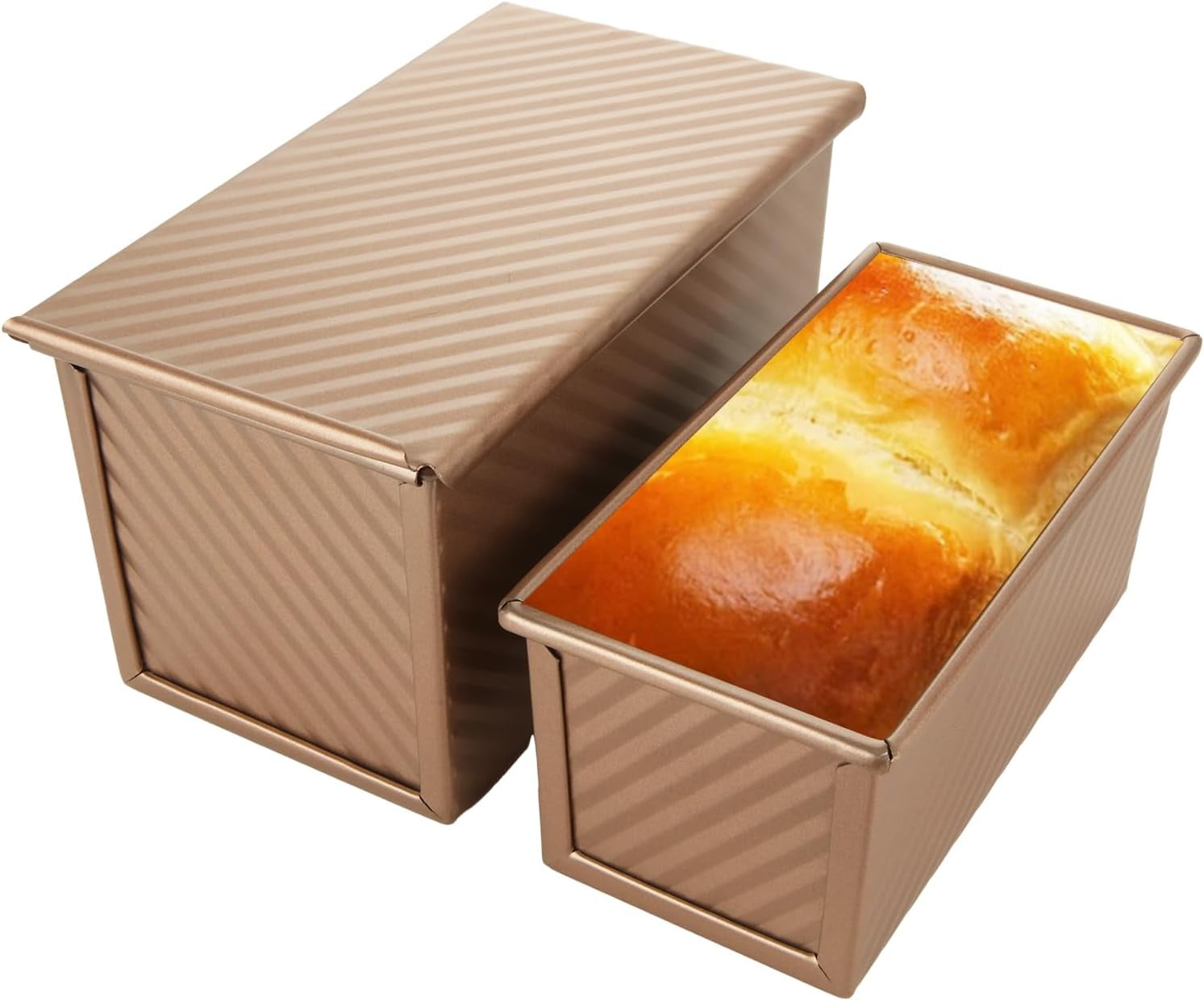 Zkca 2 Pack Pullman Loaf Pan with Lid, 1 lb/0.5 lb Sandwich Bread Loaf ...