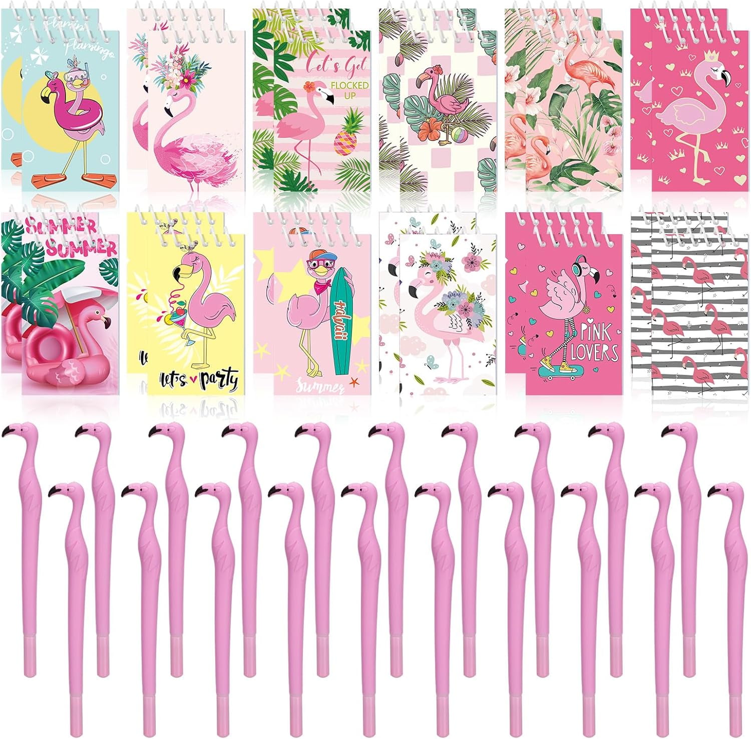 Zkca 24 Pcs Flamingo Mini Notepads and 24 Pcs Flamingo Ballpoint Pen ...