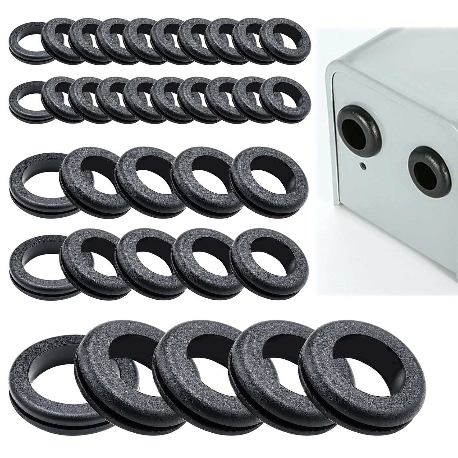 Zkca 35PCS Rubber Grommets, Rubber Hole Grommet, Cable Grommet, Rubber ...
