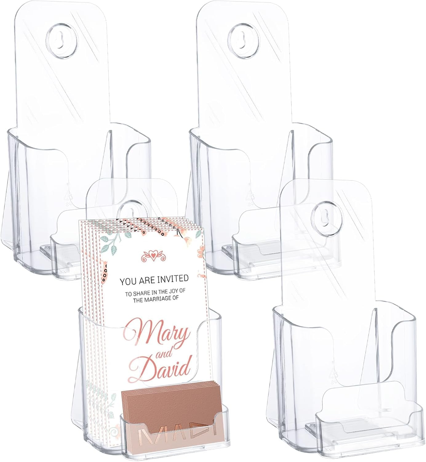 Zkca 4 Pack 4x9 Acrylic Brochure Holder with Business Card, Clear ...