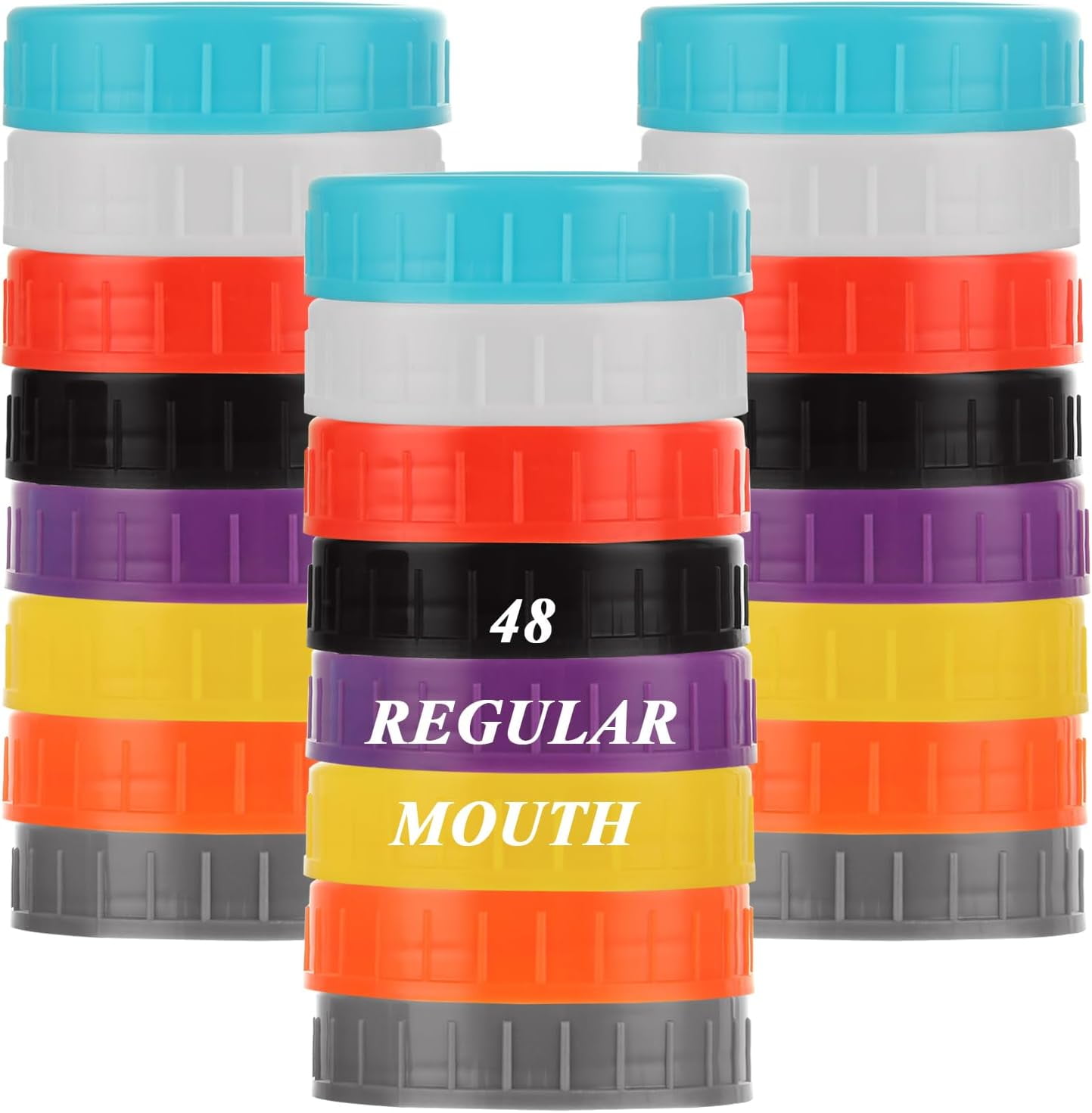 Zkca 48 Pack Plastic Mason Jar Lids Regular Mouth, Reusable Mason Jar ...