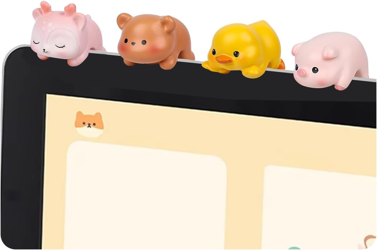 Zkca 4Pcs Funny Animal Figurines for Computer Monitor Resin Collectible ...