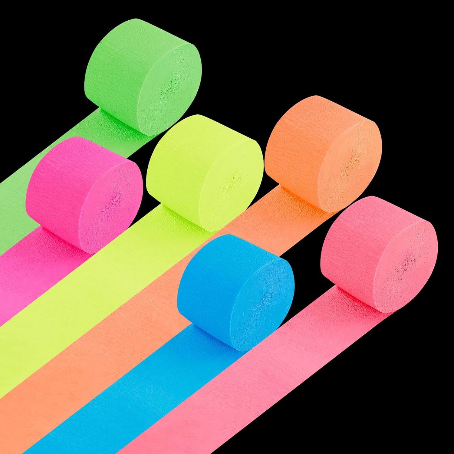 Zkca 6 Rolls 492 Ft Crepe Paper Streamers, Rainbow Streamers Party Decorations, Luminous Colored ...