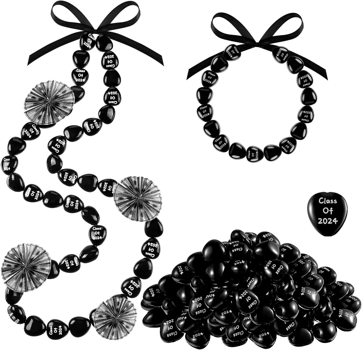 Zkca 62 Pcs Graduation Class of 2025 Kukui Nut Leis Bead Necklaces with ...