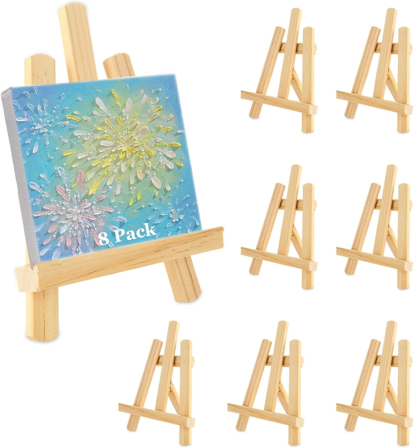 Zkca 8 Pack 7 Inch Wooden Display Easel for Painting, Small Wood Easel ...