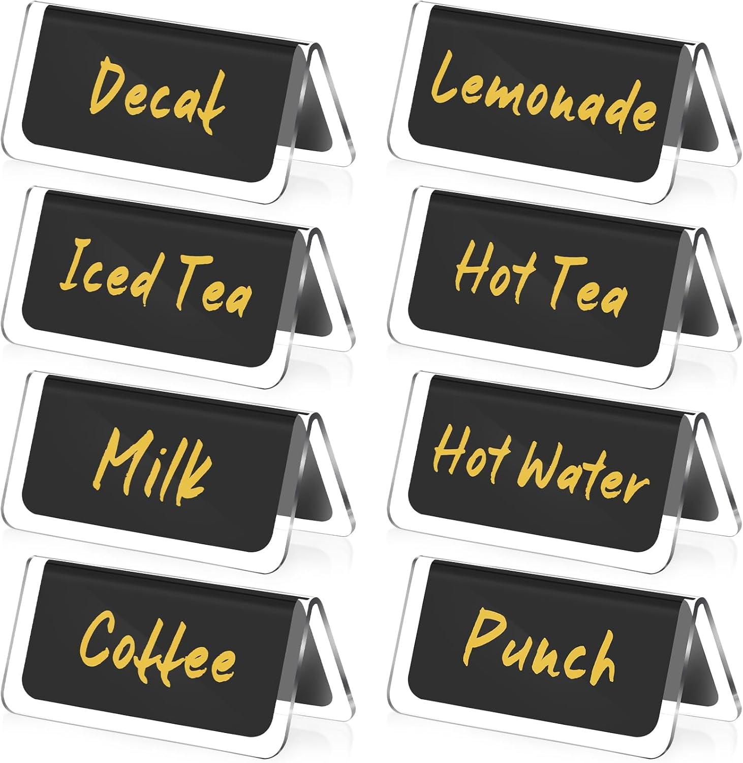 Zkca 8 Pcs Acrylic Table Tent Sign Coffee and Tea Sign Beverage Table ...