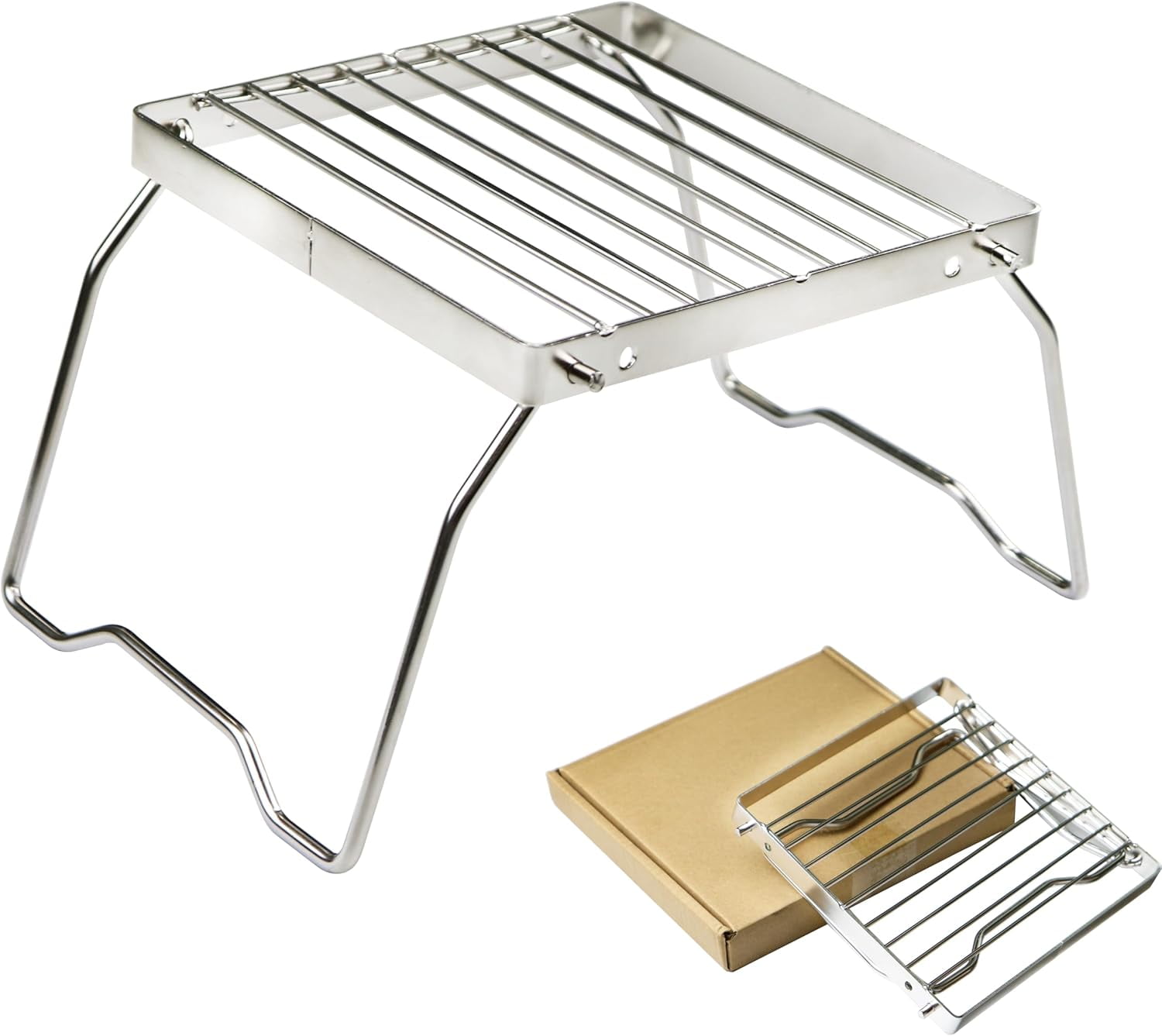 Zkca Adjustable Stand Folding Campfire Grill Portable Camping Grill ...