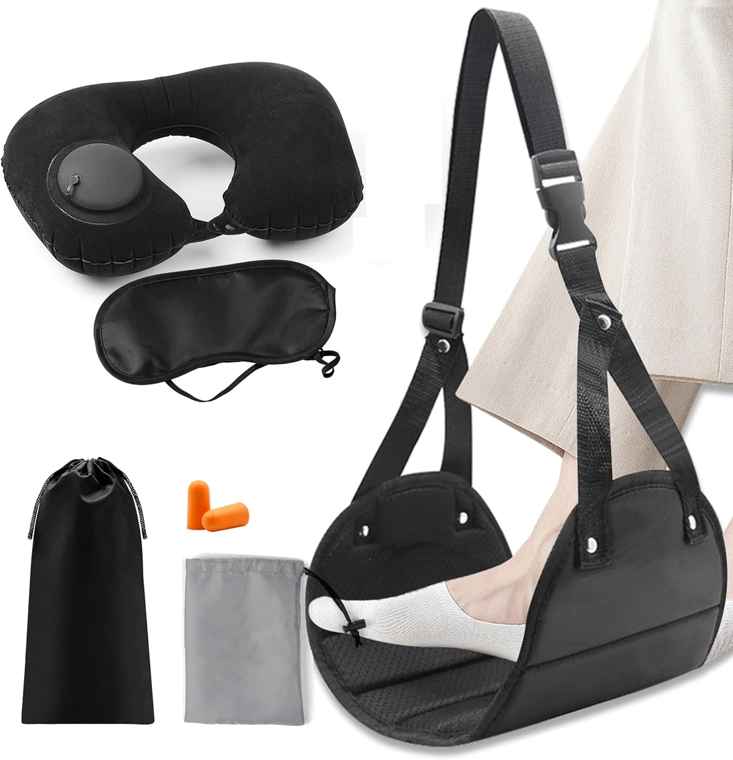 Zkca Airplane Foot Hammock for Plane Travel, Portable Airplane Travel ...