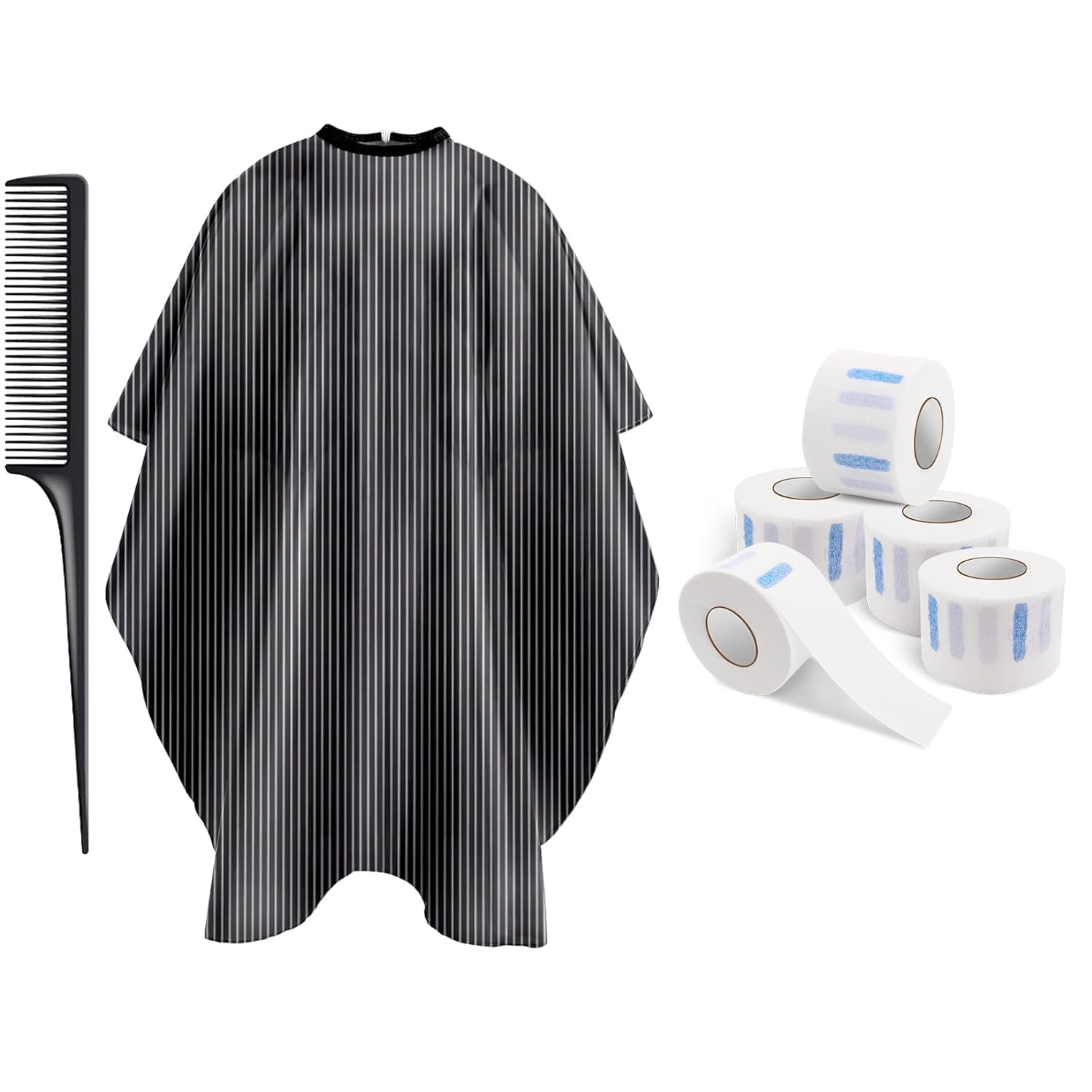 Zkca Hair Cutting Barber Cape with Hair Combs and 5 Rolls Disposable ...