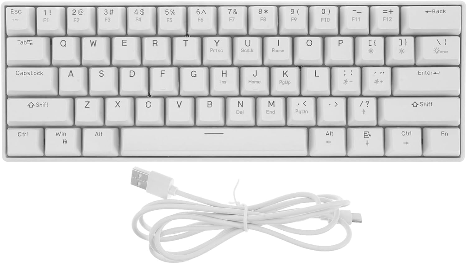 Zkca RGB Backlit 61 Key Mechanical Laptop Gaming Keyboard White Wired ...