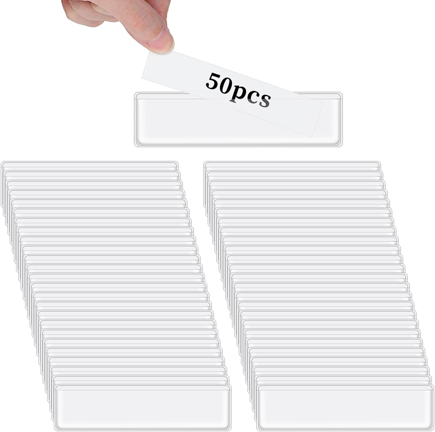 Zkca Self Adhesive Label Holders 50 PCS Plastic Label Holder Adhesive Shelf Tag Clear Pocket ...