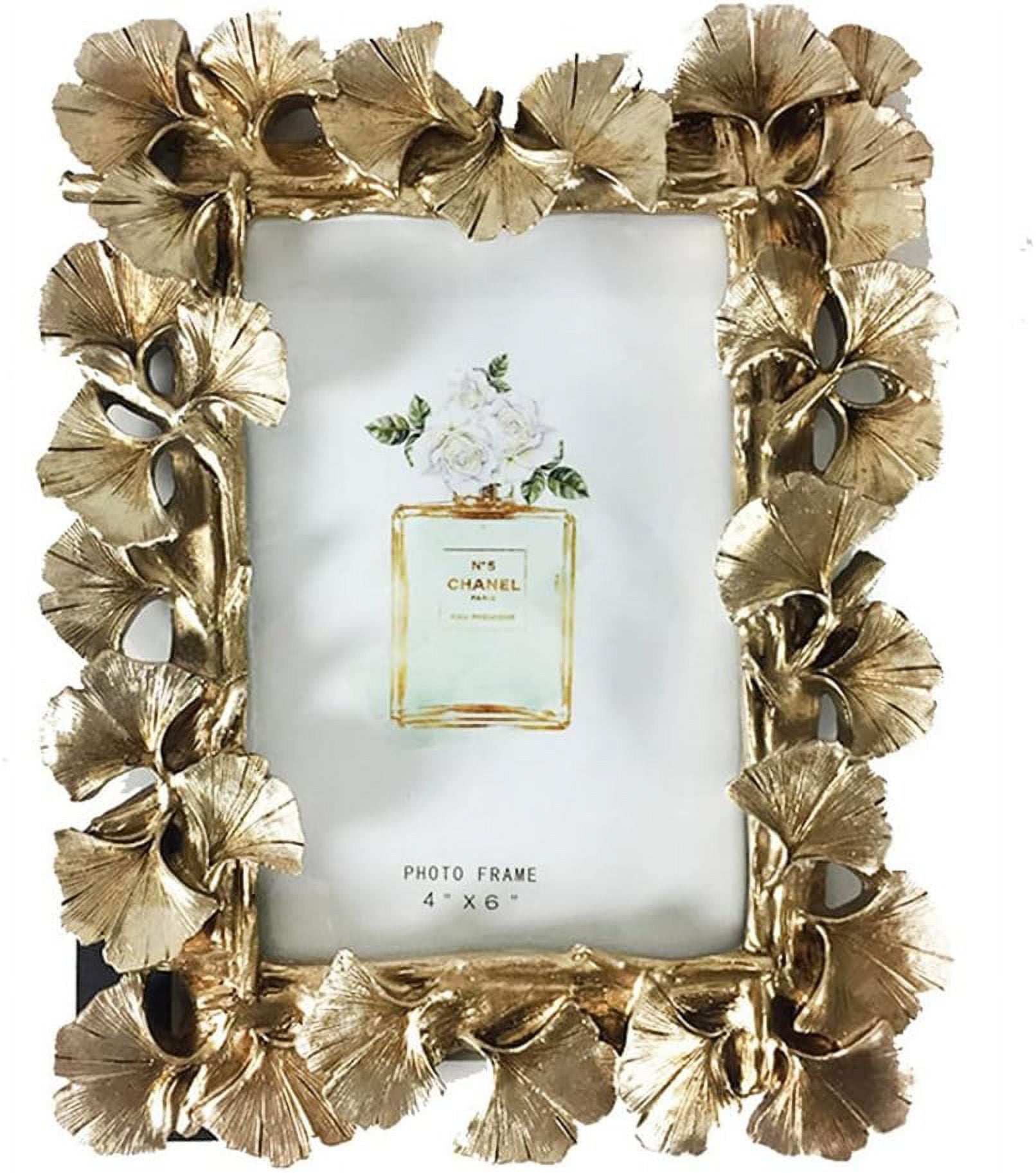 Zkca Vintage Photo Frame 4x6 Inch Ginkgo Biloba Golden Picture Frame ...