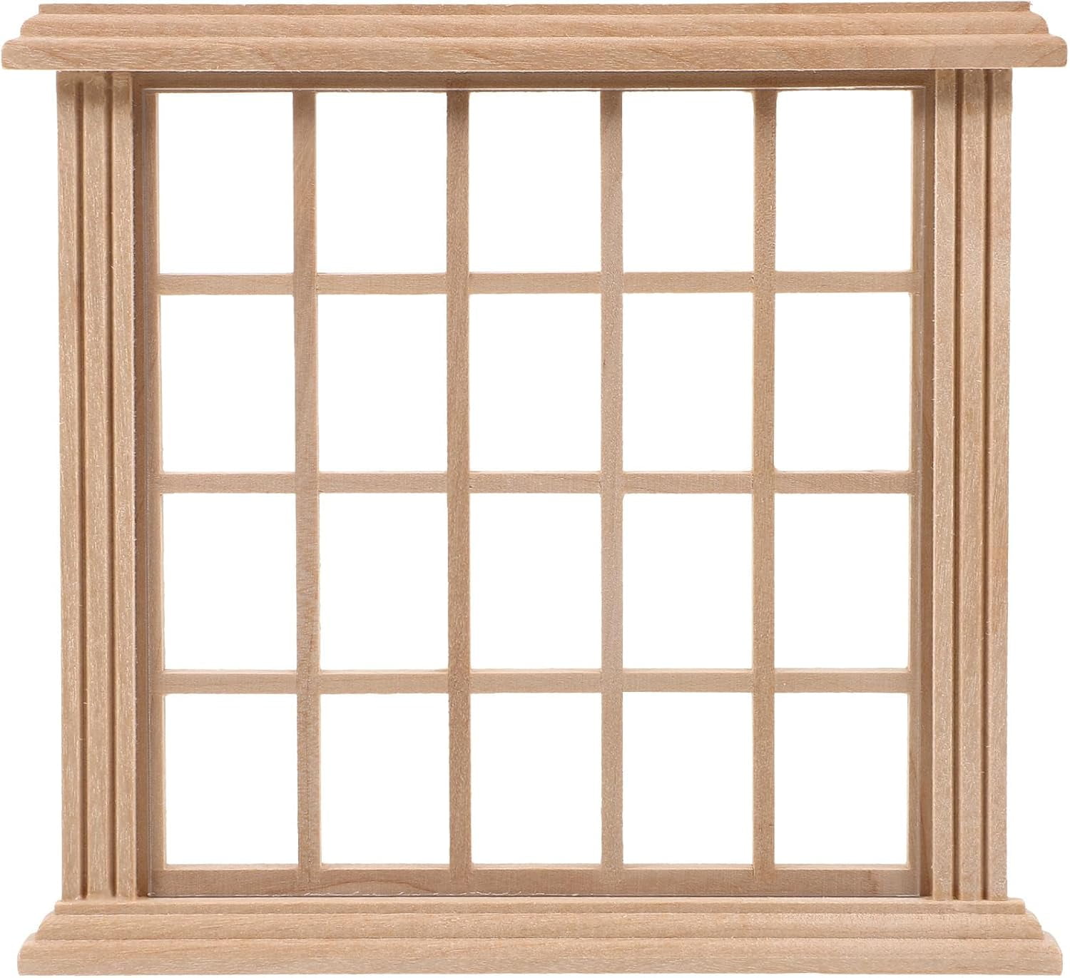 Zkca Wood Decor Dollhouse Windows 1:12 Scale Wooden Dollhouse Window ...