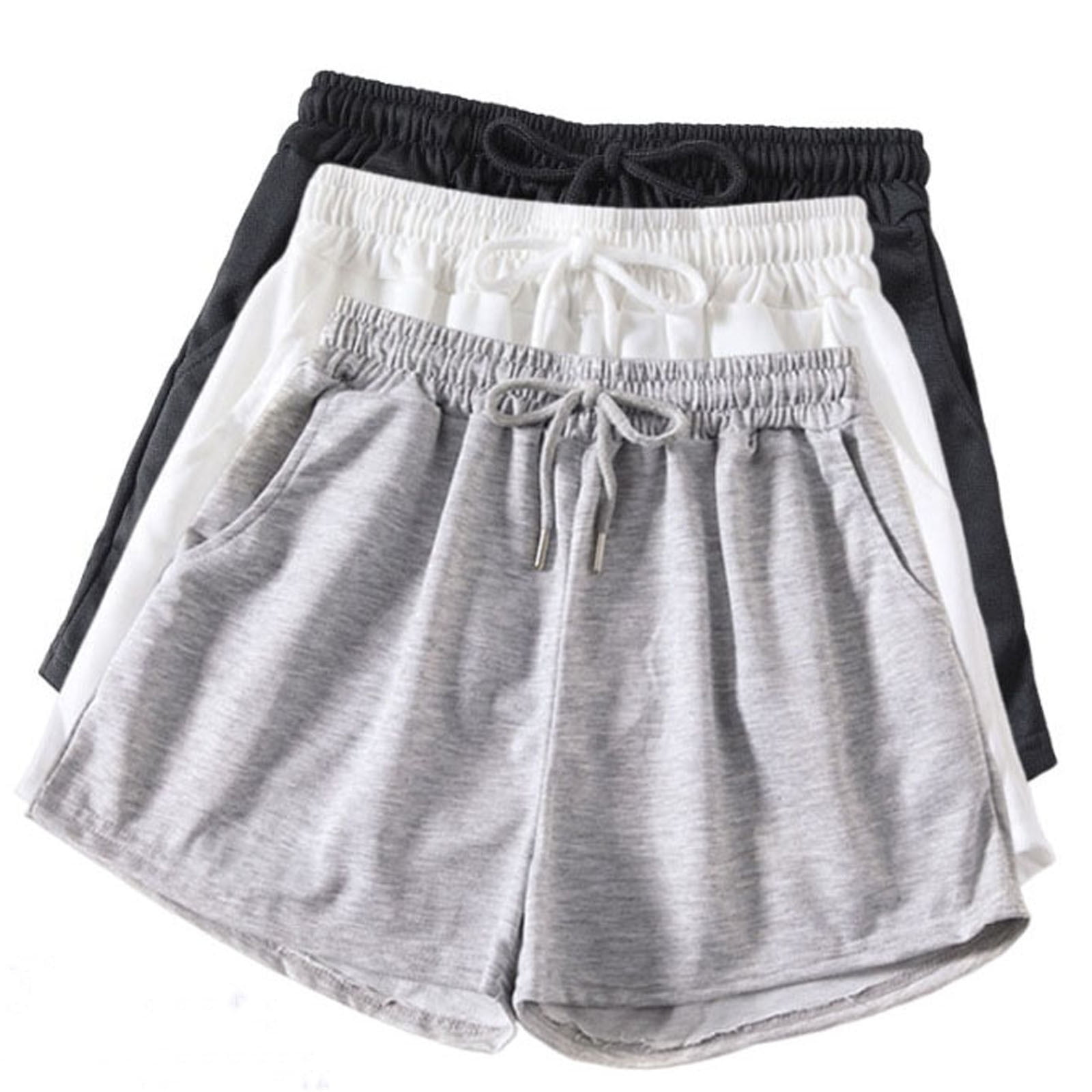 Zkozptok 3 Pack Women's Sweat Shorts, High Waisted Drawstring Lounge ...