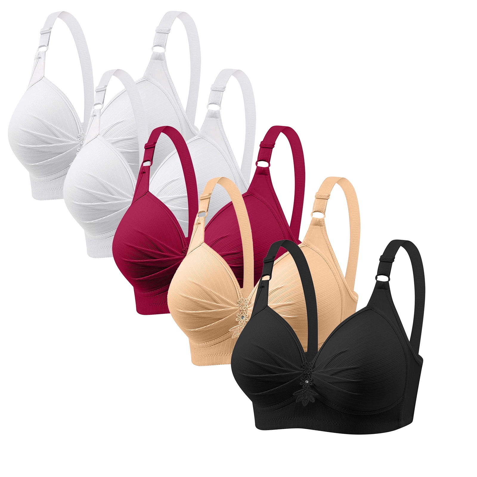 Zkozptok 5 Pack Women's Seamless Comfortable Bra Wireless Everyday ...