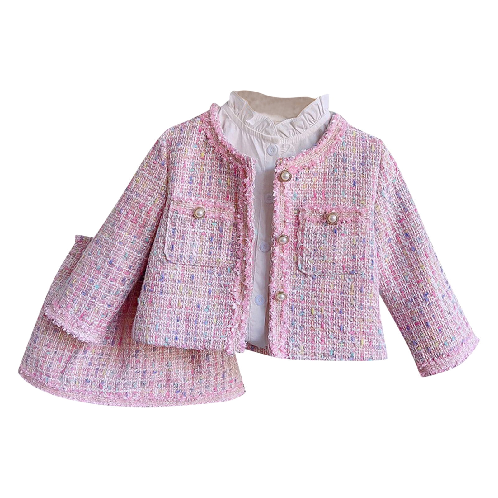 Zkozptok Baby Girl Fall Winter Clothes Set Plaid Tweed Jacket and Skirt ...