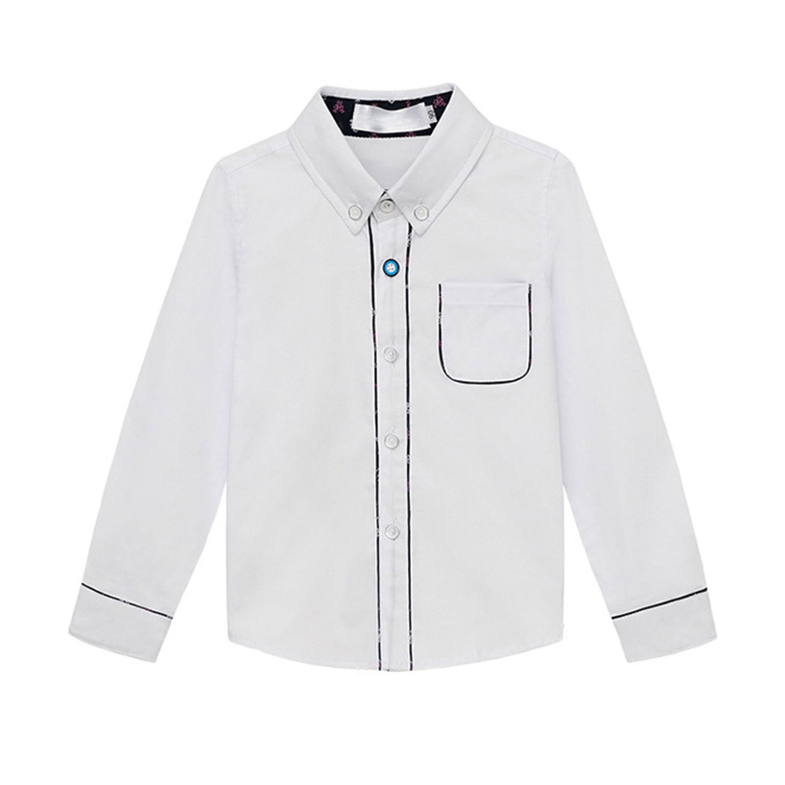 Zkozptok Little Boys Button Down Shirt Toddler Long Sleeve Color Blocking School Uniform ...