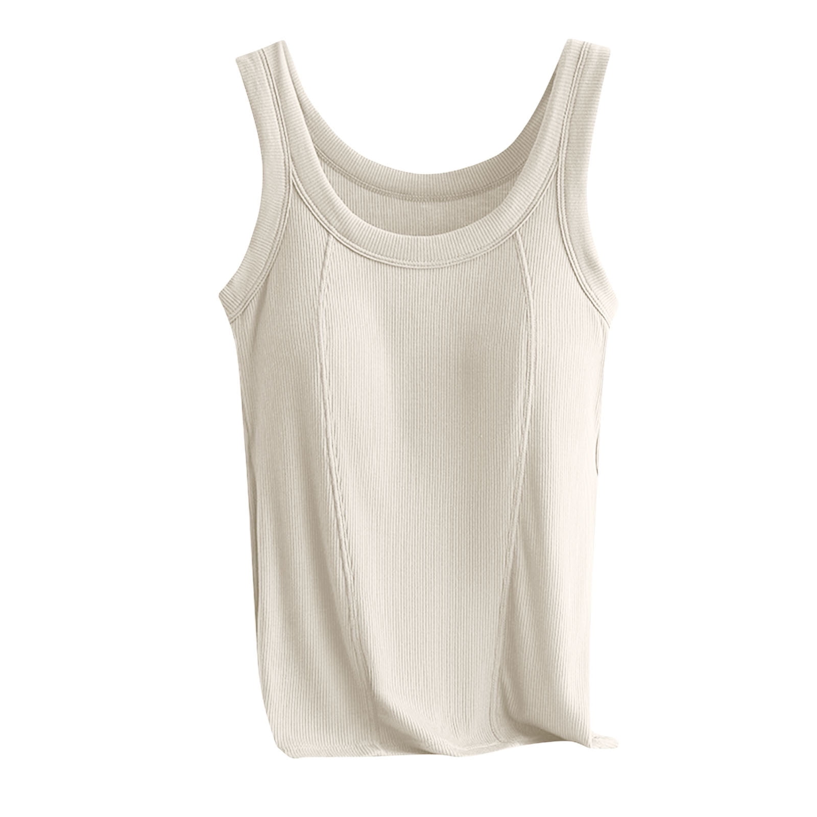 Zkozptok Tank Top with Built in Bra for Women Ribbed Strap Sleevless ...