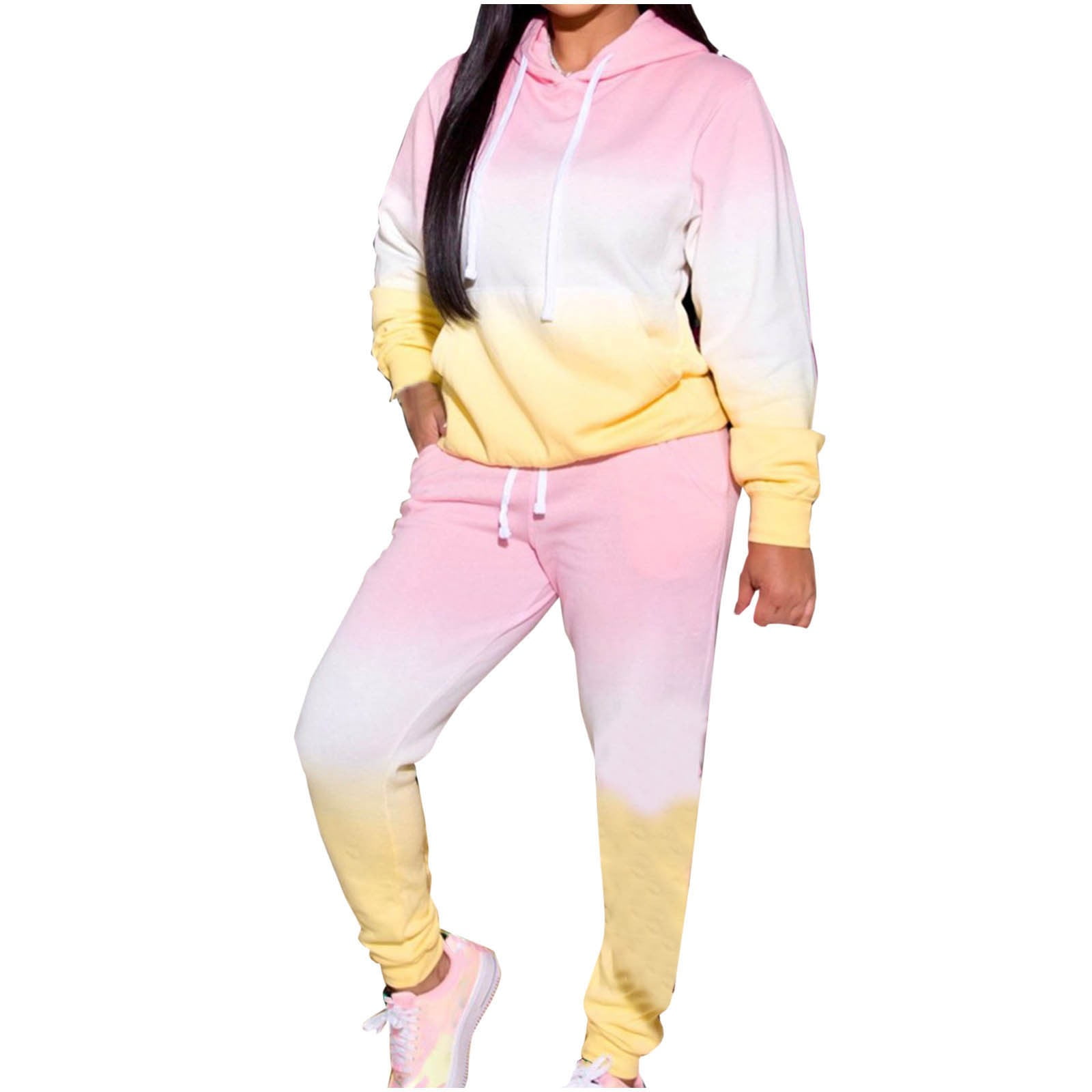 Zkozptok Women Jogger Tracksuit Set Long Sleeve Hooded Sweatshirt Sport ...