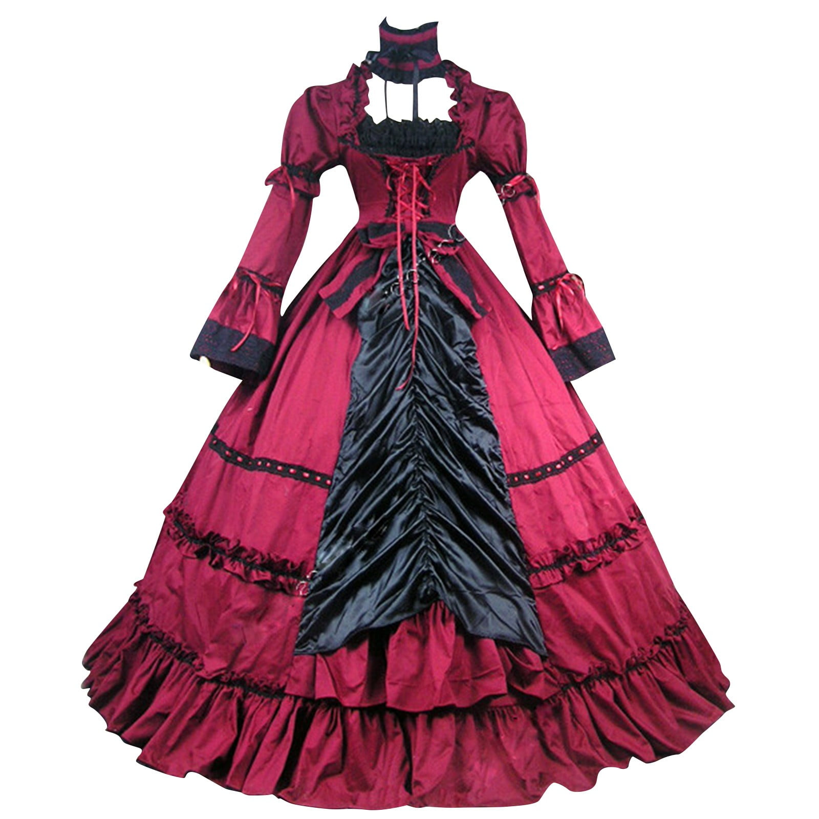 Zkozptok Women's Vintage Dress Medieval Renaissance Prom Dress Elegant ...