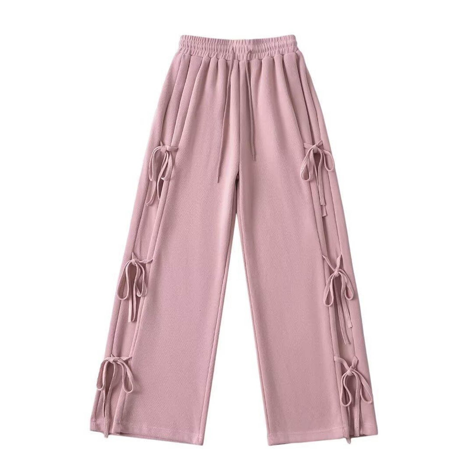 Zkozptok Womens Comfy Knitting Cotton Sweatpants 2024 Trendy Side Lace ...