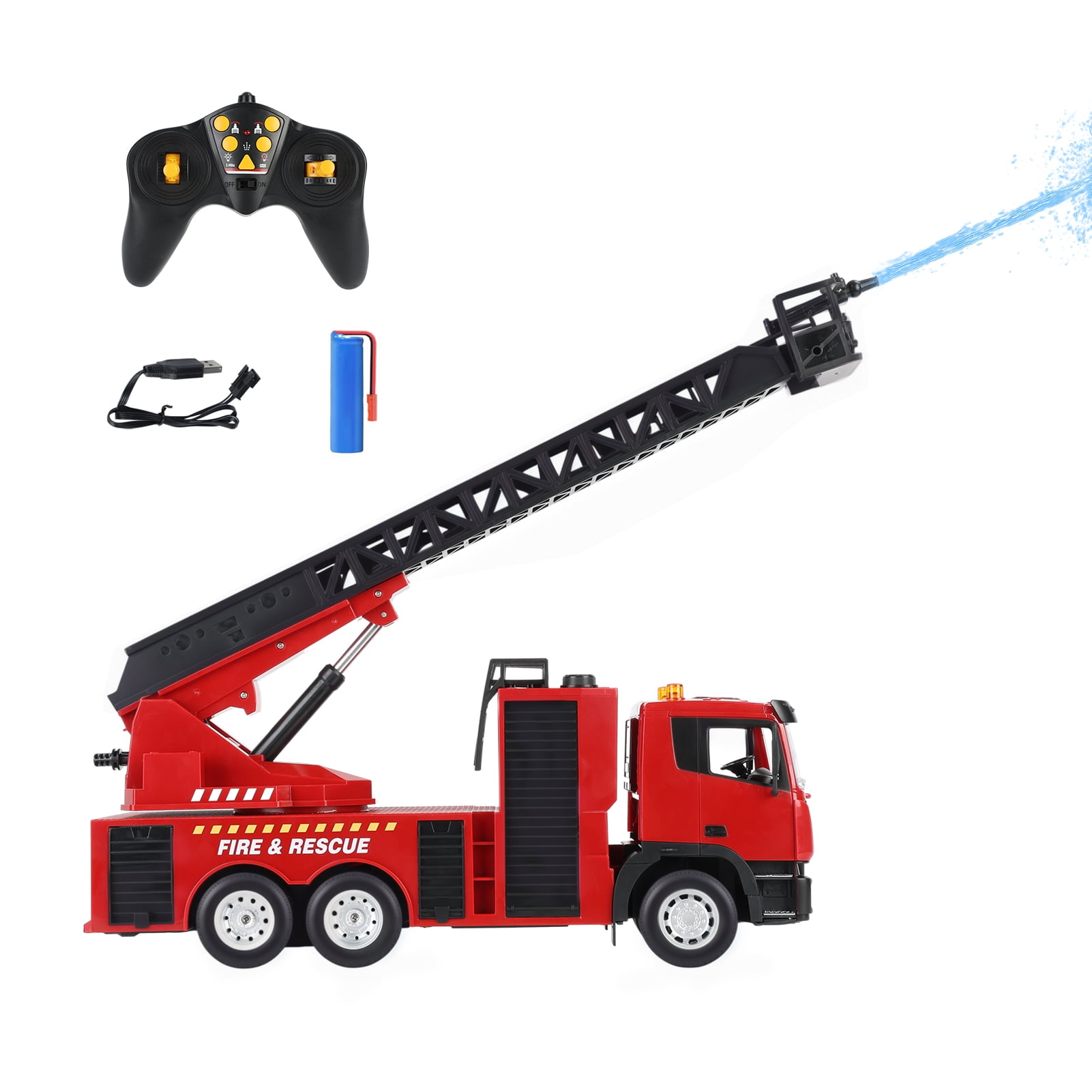 Zksm 2.4GHz RC Fire Truck Electric Remote Control Firetruck with Rescue ...