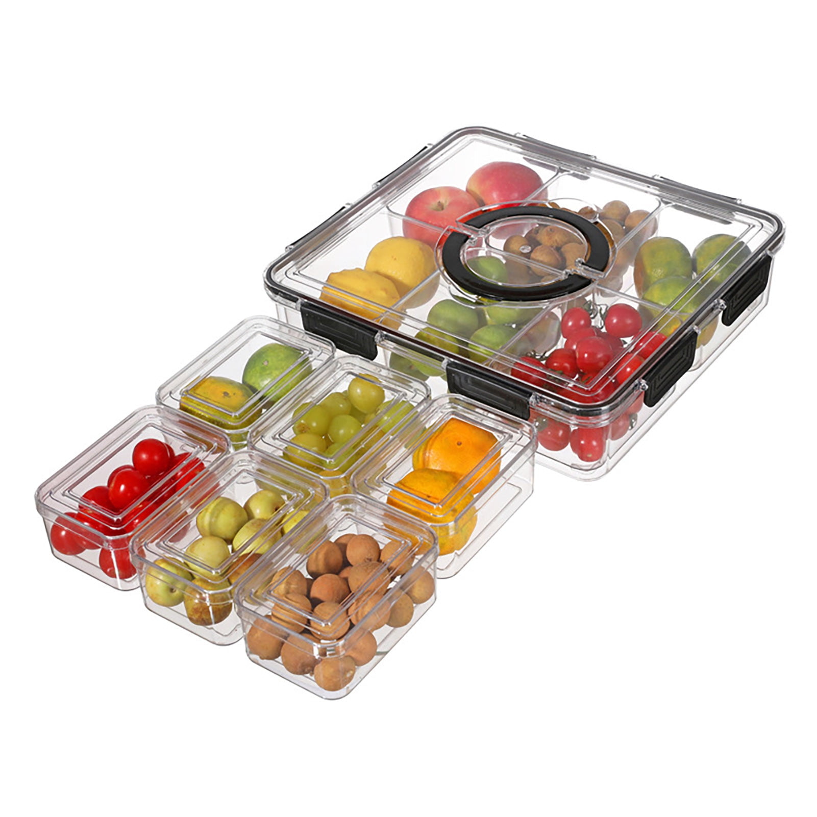 Zksm 2 Sets 288Oz Divided Serving Tray with Lid Handle 6 Compartments ...