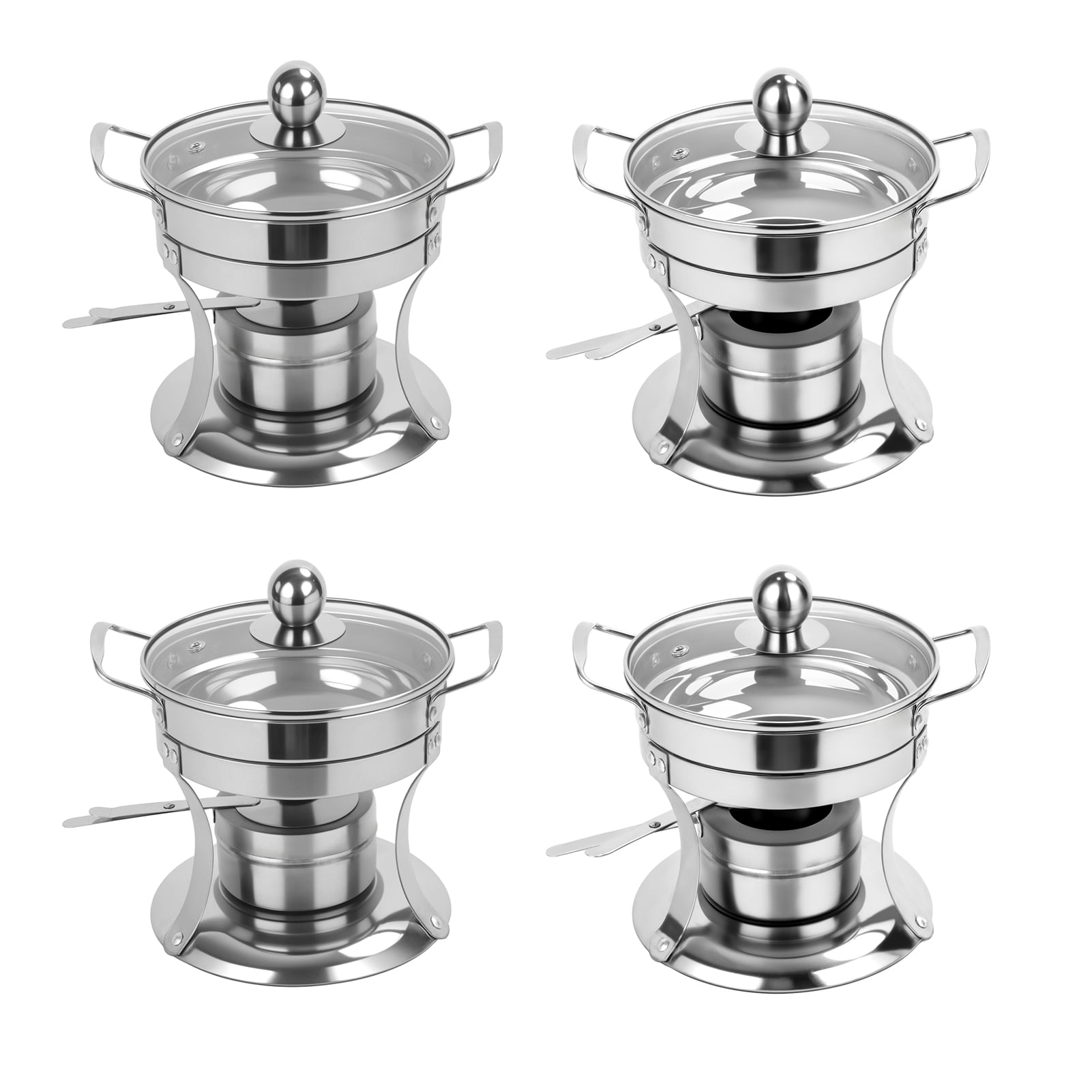 Zksm 4Pcs 1QT Food Insulation Mini Buffet Stove with Handle, Polished ...