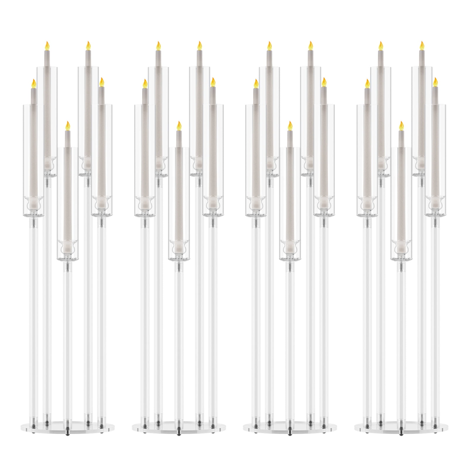 Zksm 4Pcs Candelabra Centerpieces, Tall Candelabra, Clear Candle Taper ...