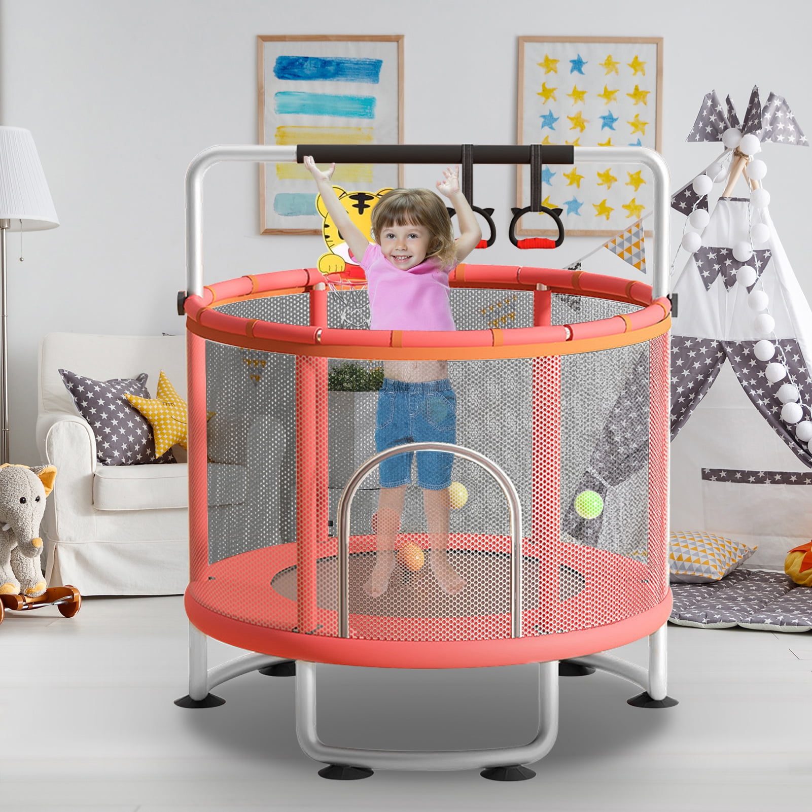 Zksm 60" Trampoline for Kids, 5ft Toddler Trampoline Indoor Outdoor ...