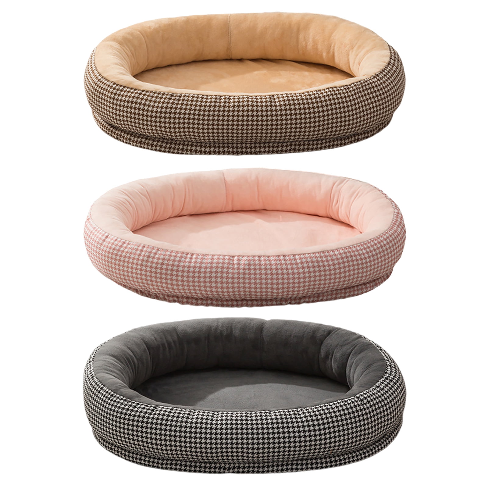 Zksm Anti-Slip Round Donut Dog Bed with Raised Edge - Fluffy Cat Nest ...