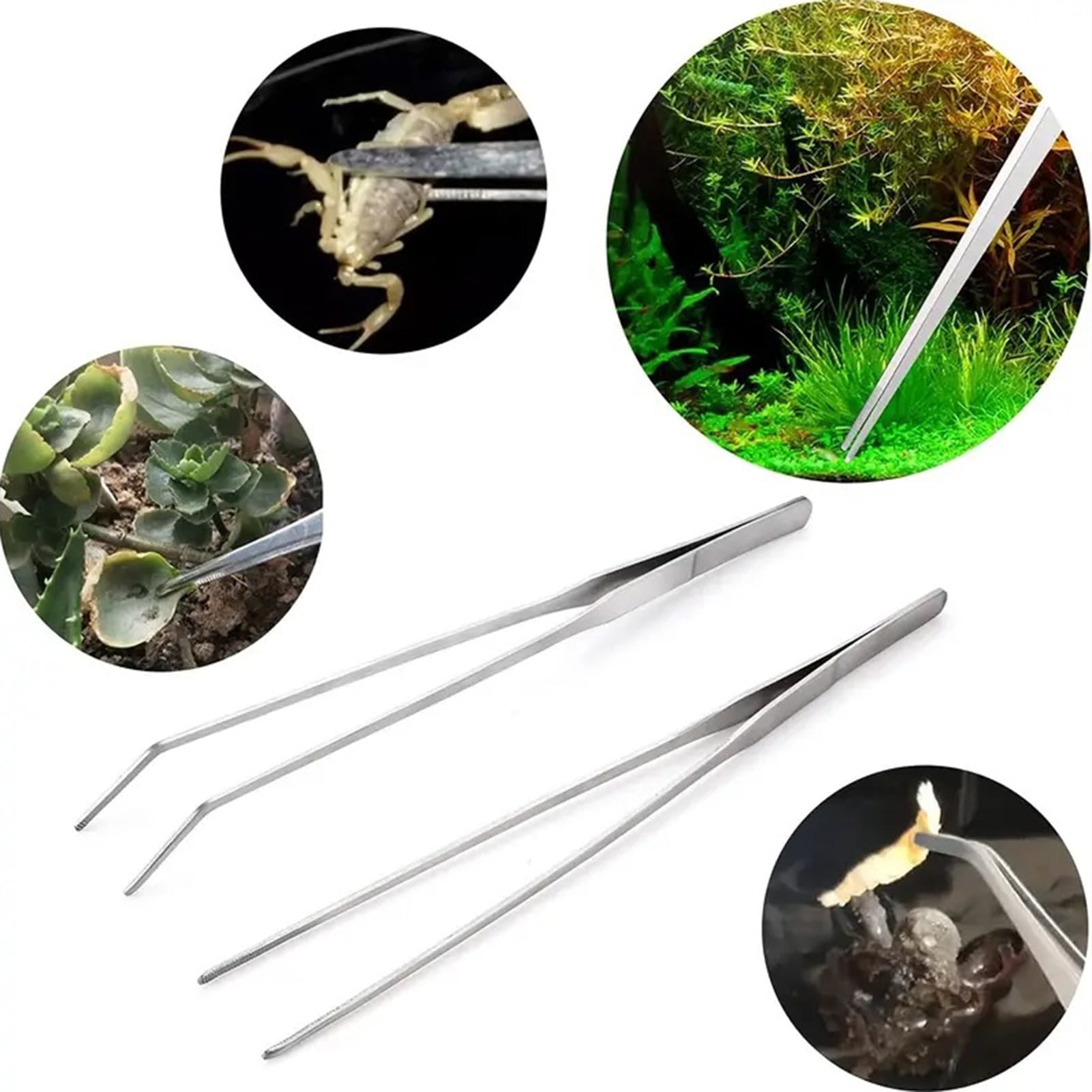 Zksm Aquarium Tweezers Stainless Steel - 2Pcs Reptile Feeding Tongs ...