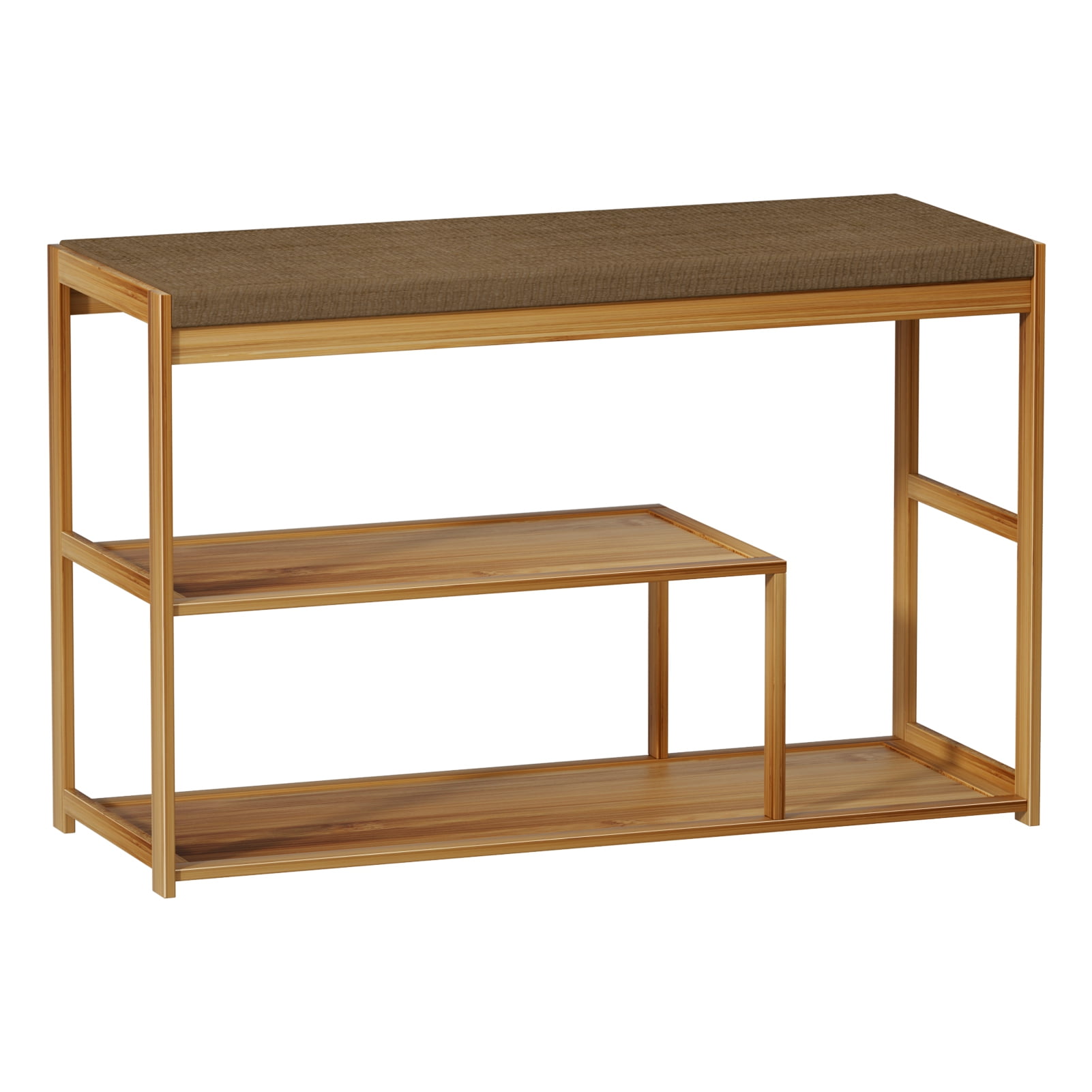 Zksm Bamboo Shoes Bench Rack, 2 Tiers Entryway Shoe Bench, Shoe Rack ...