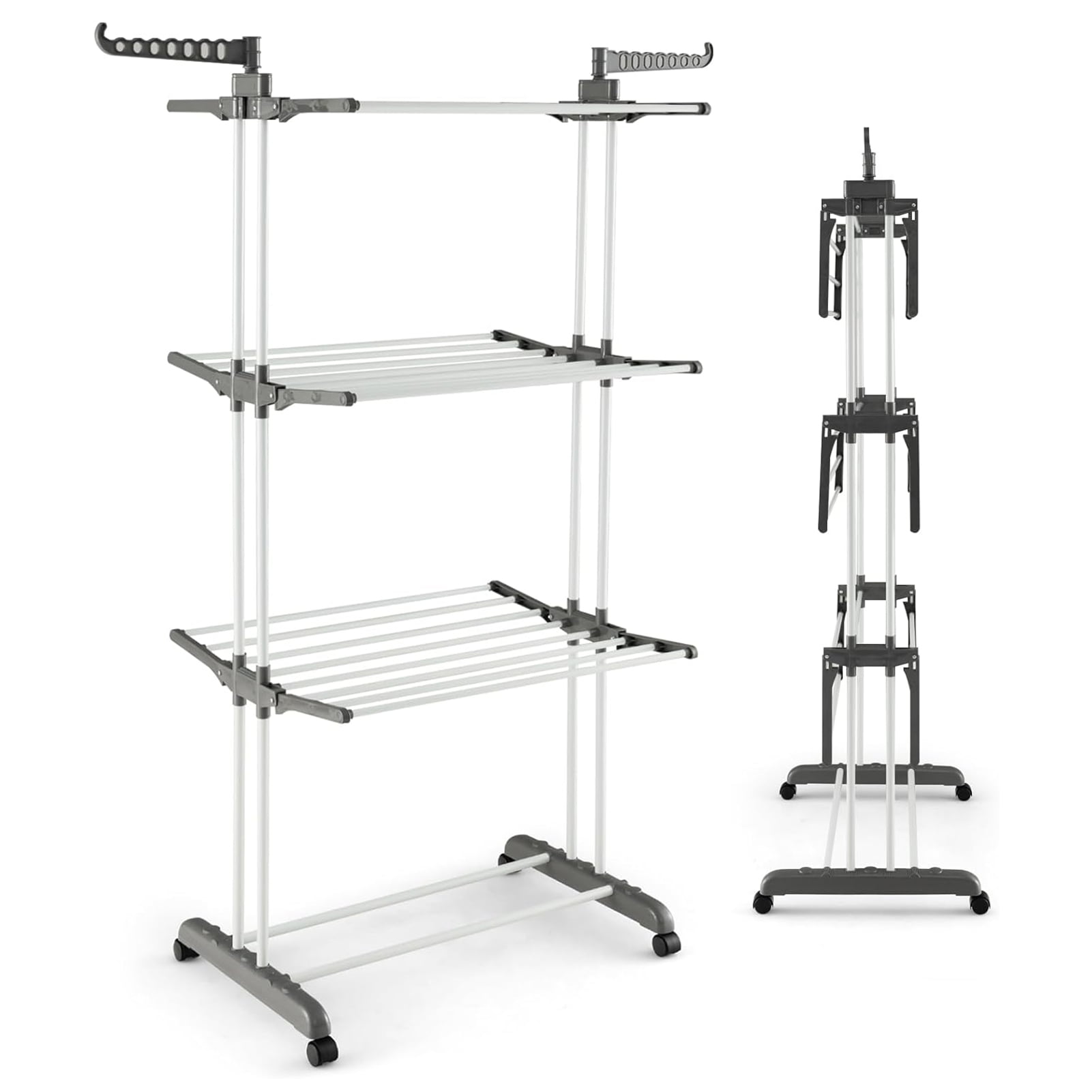 Zksm Clothes Drying Rack 4-Tier Foldable Laundry Drying Rack 66" Tall ...
