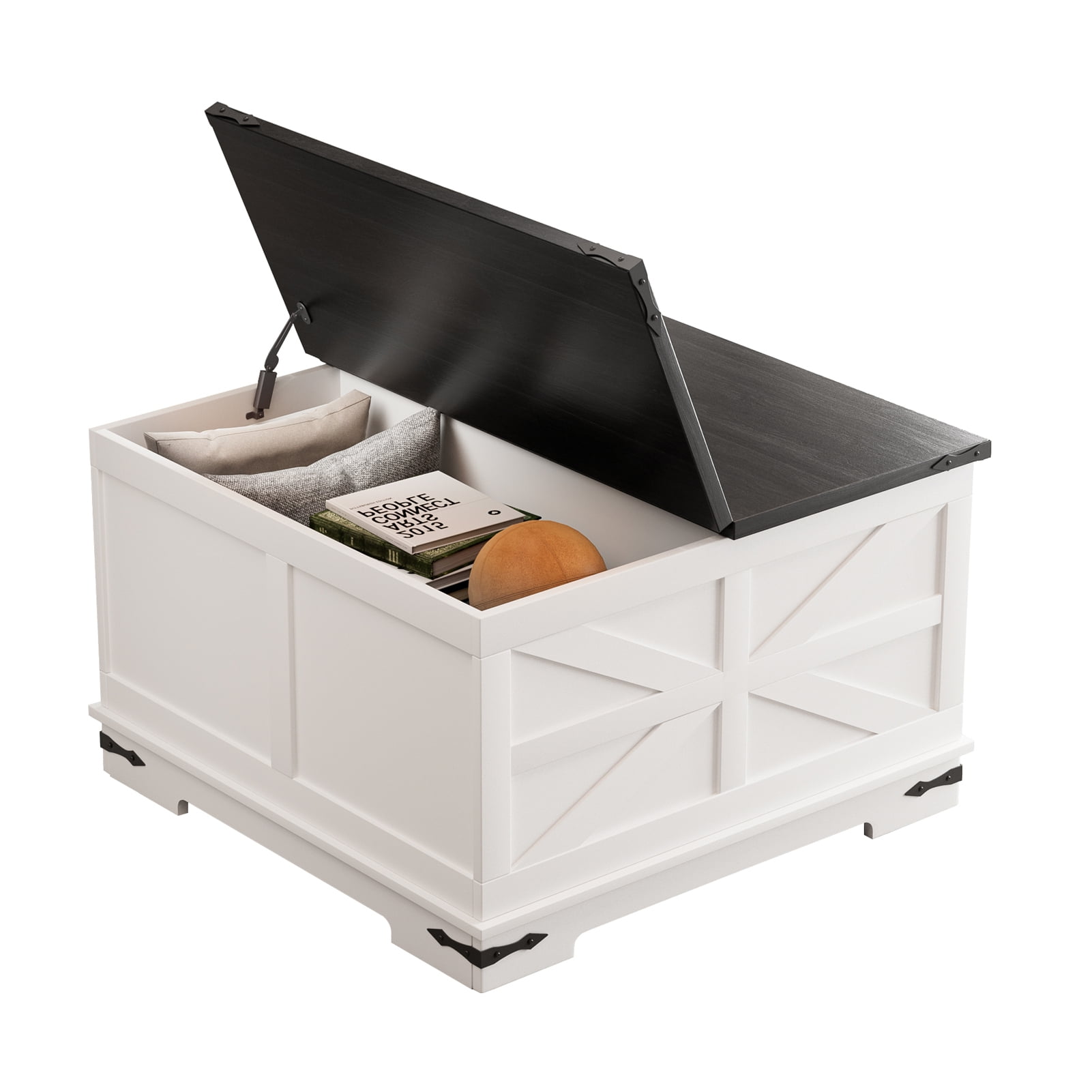 Zksm Flip Top Coffee Table Farmhouse Coffee Table with Storage Modern ...