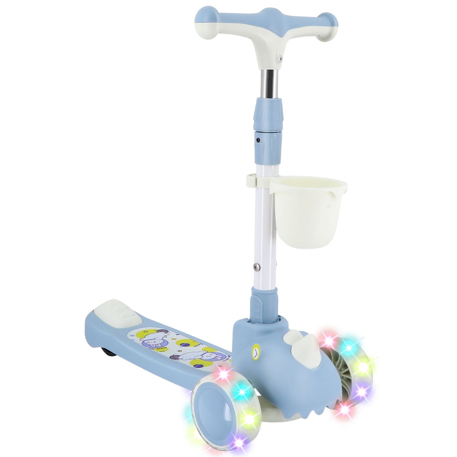 Zksm Folding Kids Kick Scooter with Light-Up Wheels & Foot Break ...