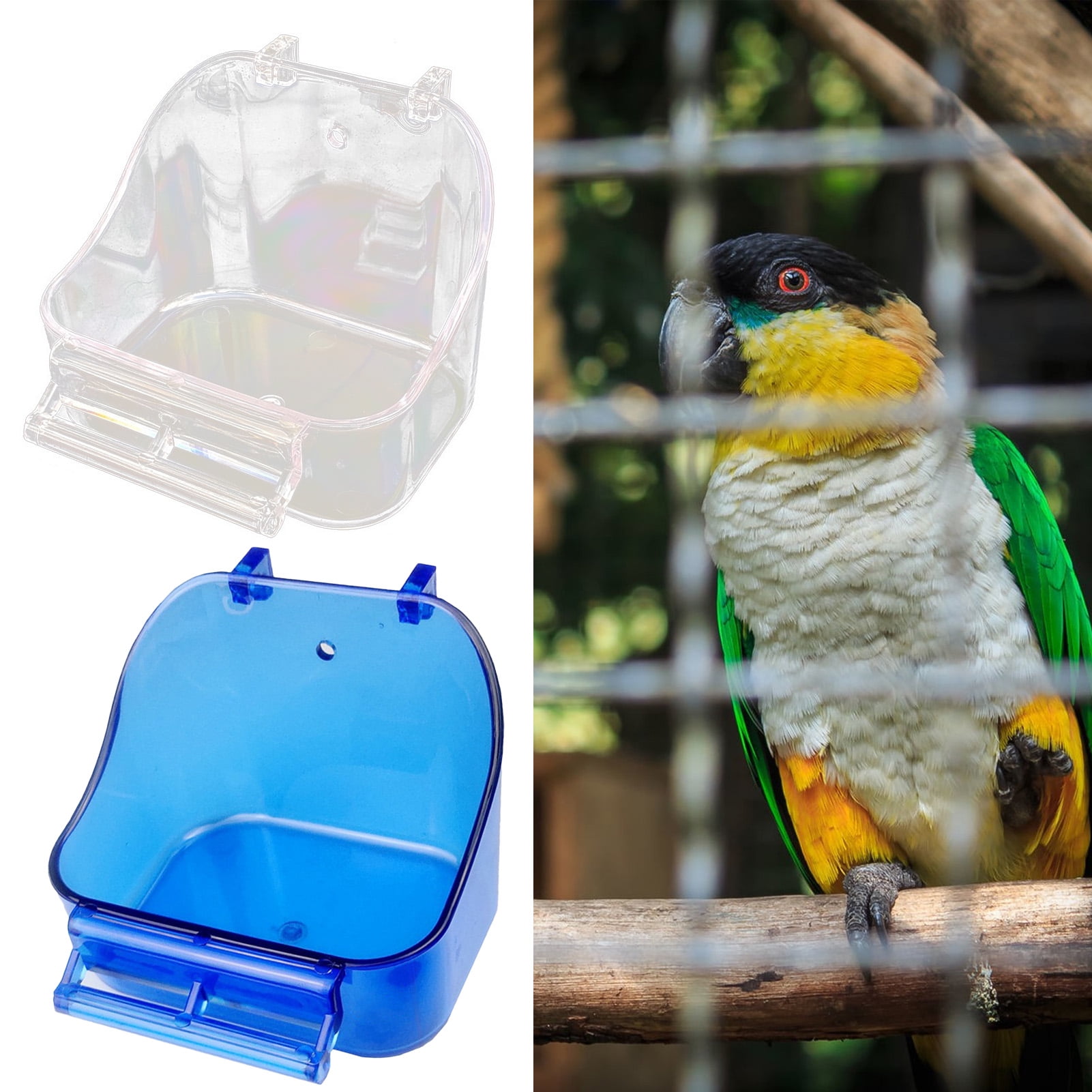 Zksm Non-slip Bird Bath Box - Multi-functional Plastic Bird Cage ...