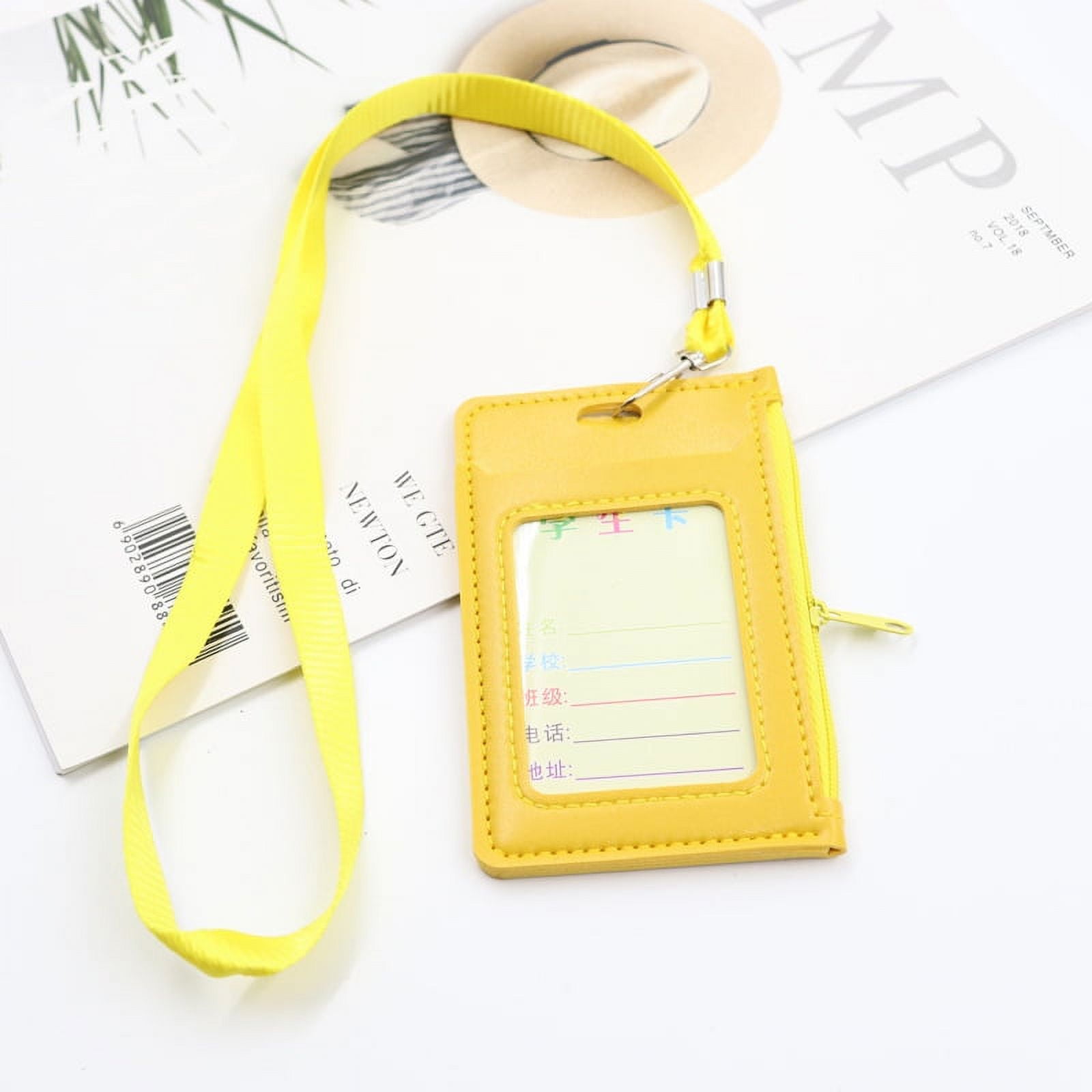 Zkysteio Campus student leather zipper card holder with lanyard ...