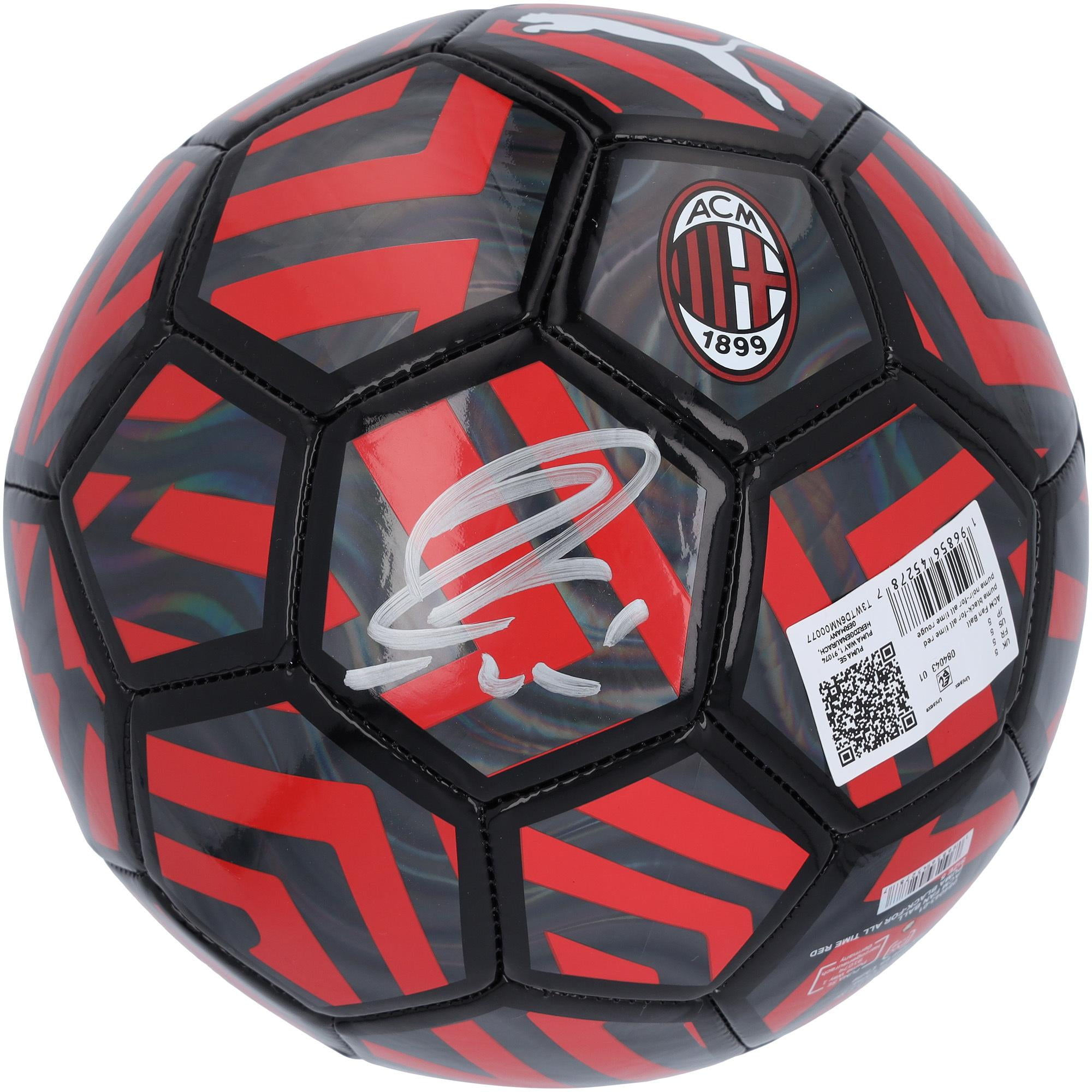 Zlatan Ibrahimovic AC Milan Autographed Red Logo Soccer Ball - Fanatics ...